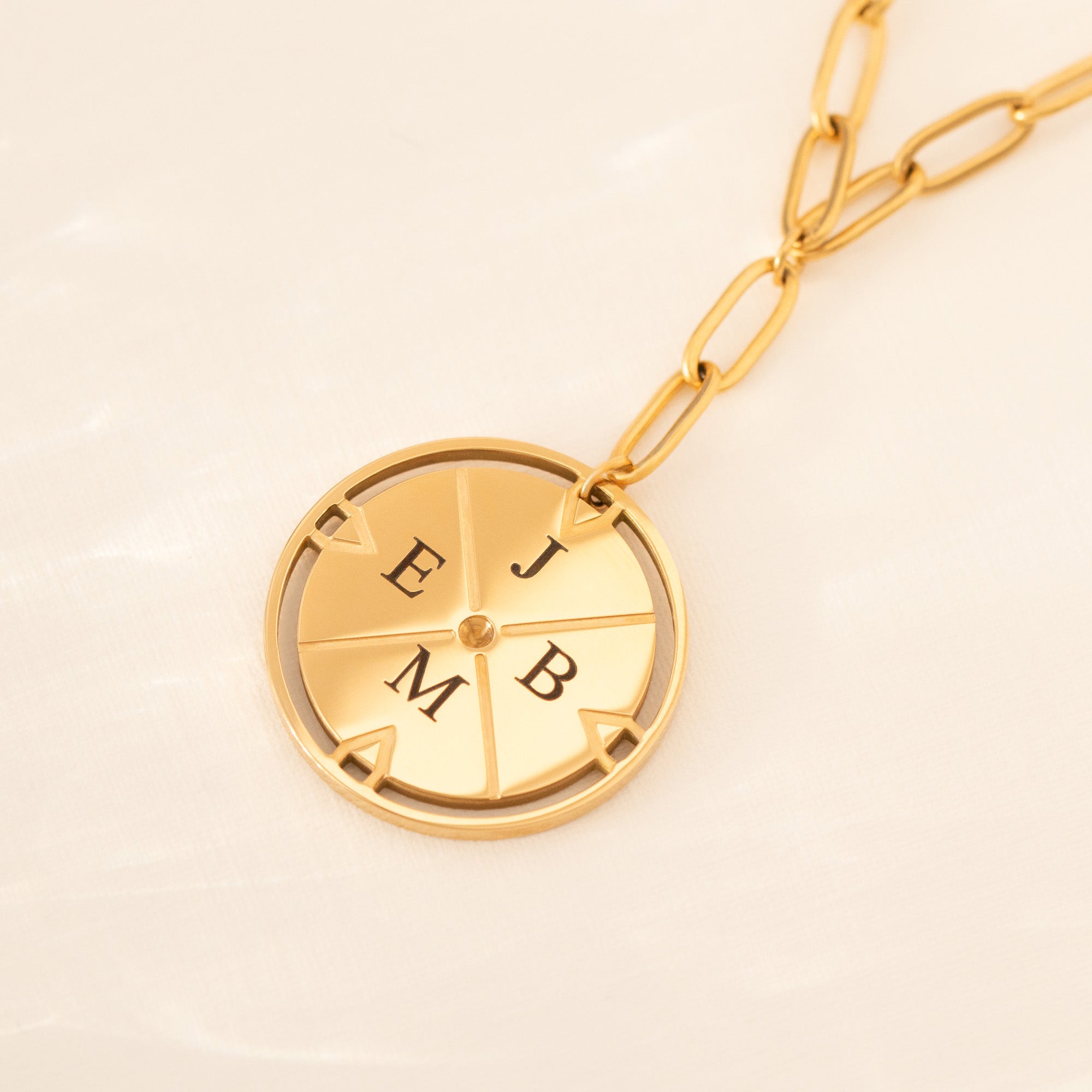 Engravable Compass Necklace Up to 4 Initials Water Heat Sweat Proof Abiza