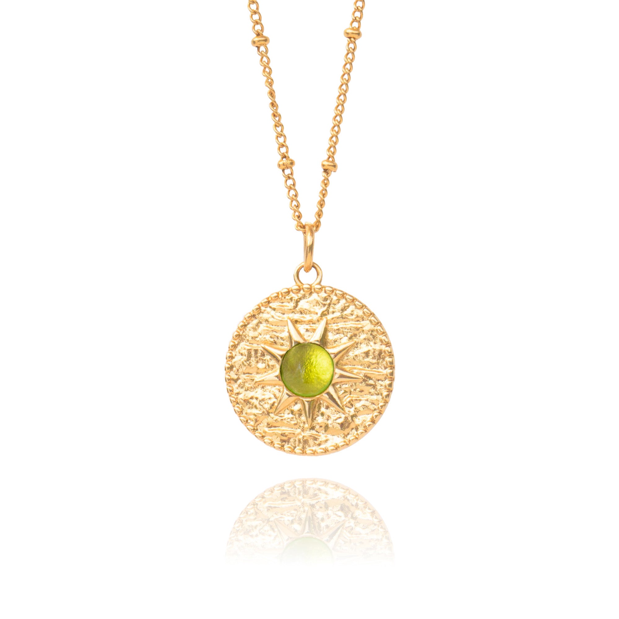 Peridot Necklace | Sun Pendant Necklace with Peridot | August ...